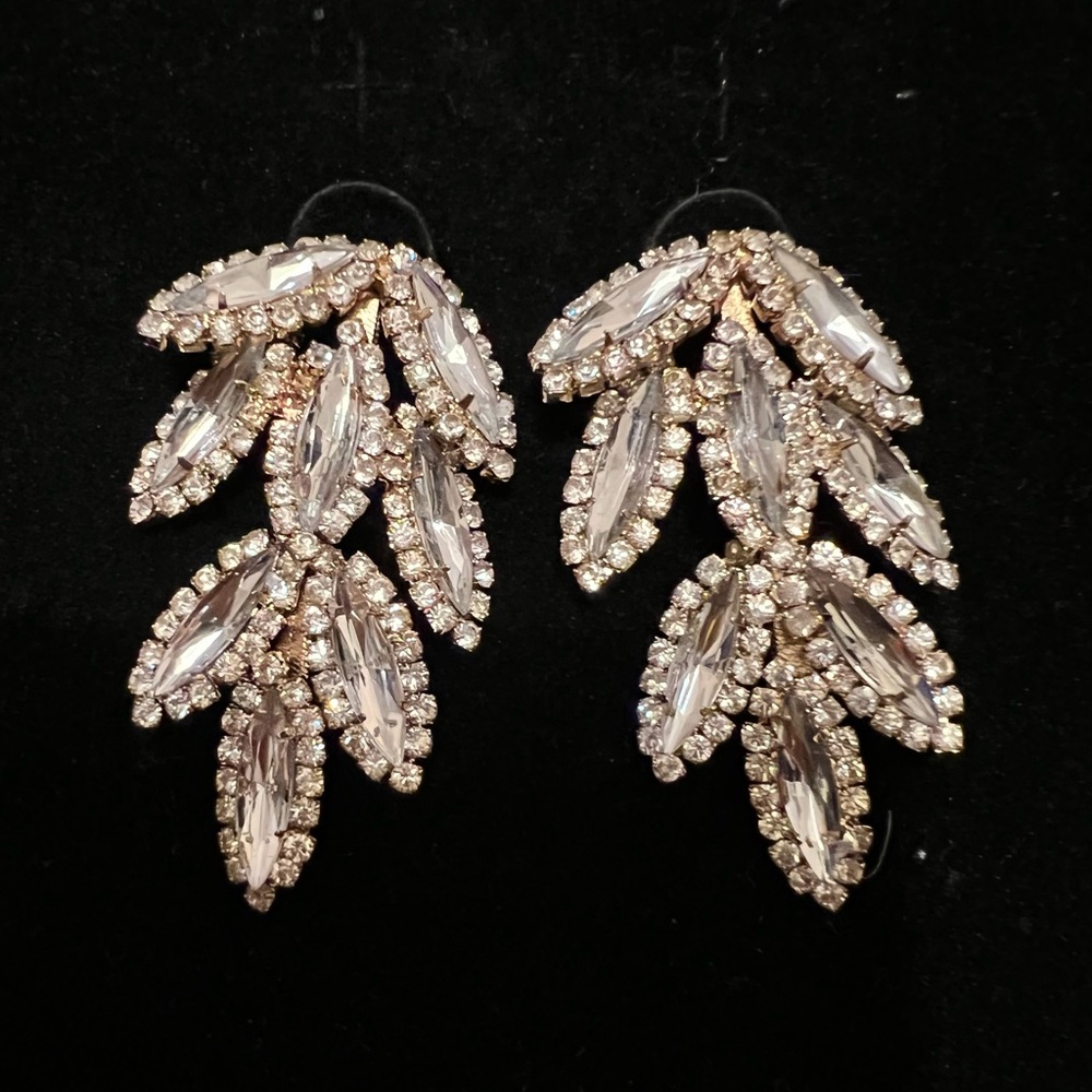 Beautiful Large Glitter Big Leaves Shape Silver Stud … - Gem